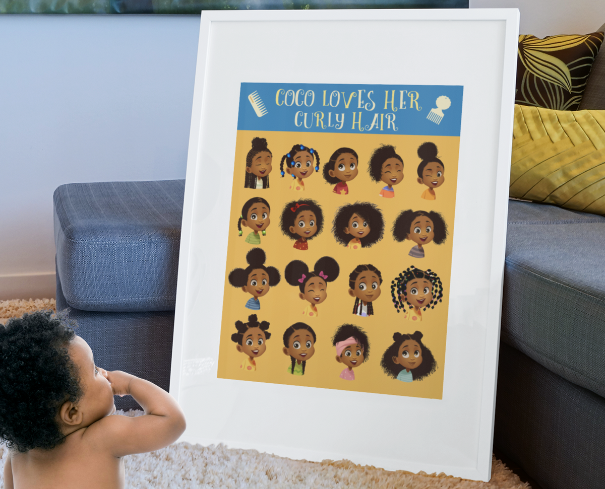 Coco Loves Her Curly Hair A2 Wall Poster – MyCocoWorld